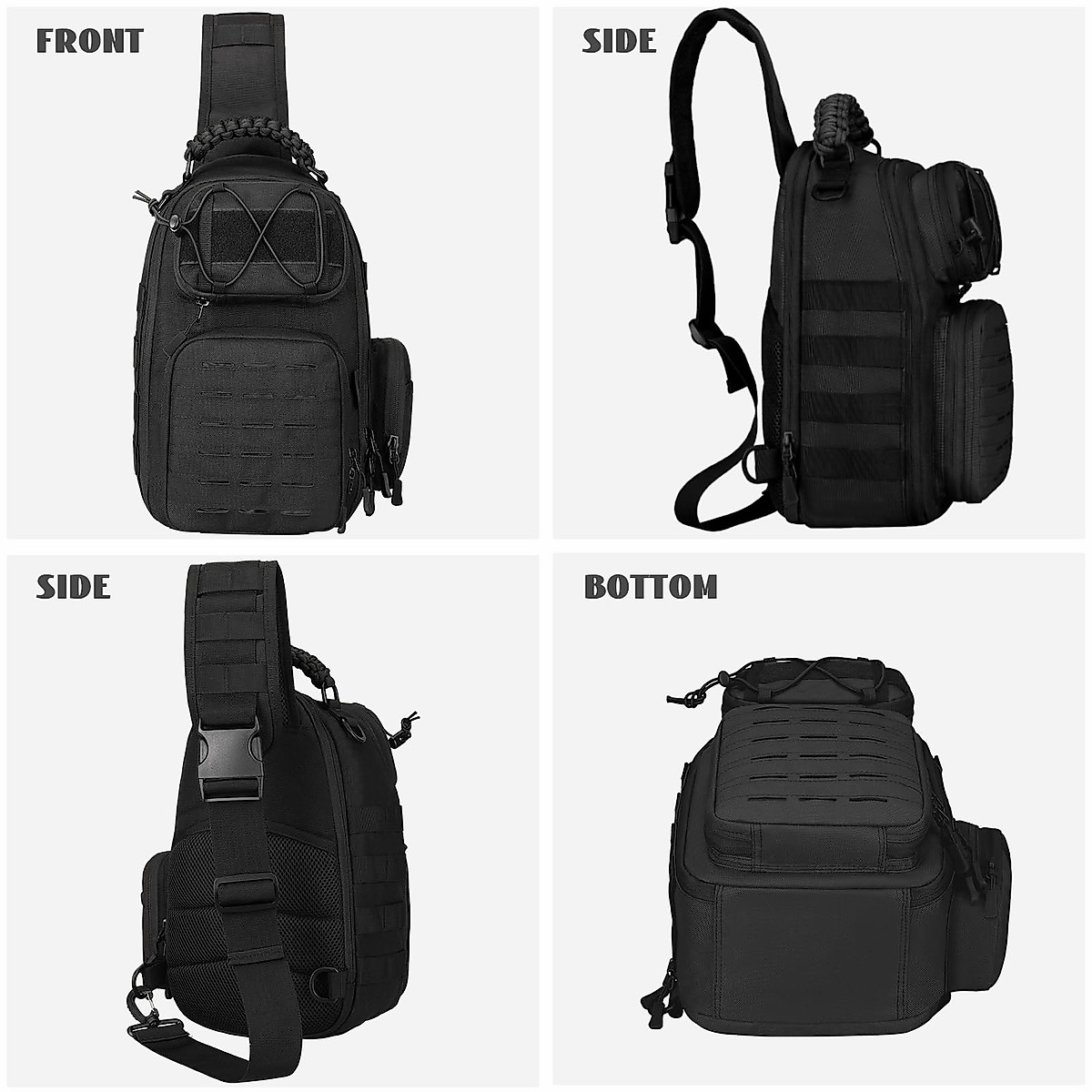 CamGo Tactical Sling Backpack Fly Fishing Tackle Bag Unisex MOLLE Casual Daypack for Fishing Hunting Hiking Travel