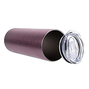 Elanze Designs 20 oz Glitter Stainless Steel Insulated Travel Tumbler With Sliding Lid For Iced or Hot Beverage, Bubblegum Pink