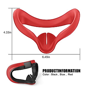 MASiKEN Silicone VR Face Cover for Oculus Quest 2 Face Pad - Meta Quest 2 Washable Nose Pad Light Blocker, Sweatproof Comfort Quest 2 Insert VR Mask Accessories (Red)