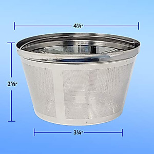 GOLDTONE Stainless Steel Coffee Filter - 8-12 Cup Basket Reusable Metal Filter for Mr. Coffee and Black and Decker Machines - Includes Scoop and Brush