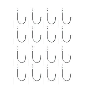 KUMGROT 16pcs Decorative Wall Mounted J Hooks Vintage Classic Iron Hook for Hnaging Towel Coats Bags Cloths Hat White 3.1×2×1.6in