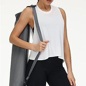 THE GYM PEOPLE Women's Open Cross Back Workout Tank Tops Loose Fit Sleeveless Yoga Running Shirts White