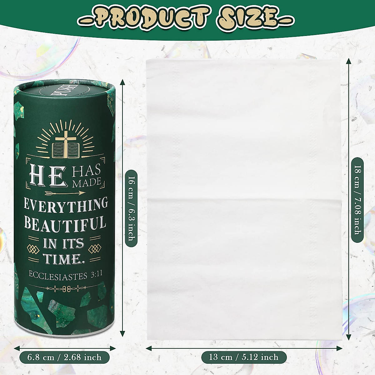 PerKoop 8 Pcs Car Tissue Holder Christian Verses Cylinder Boxes with Facial Tissue Bulk Religious Disposable Round Bible Napkins for Women Teacher Prayer Nurse Holiday Church Supplies Gifts