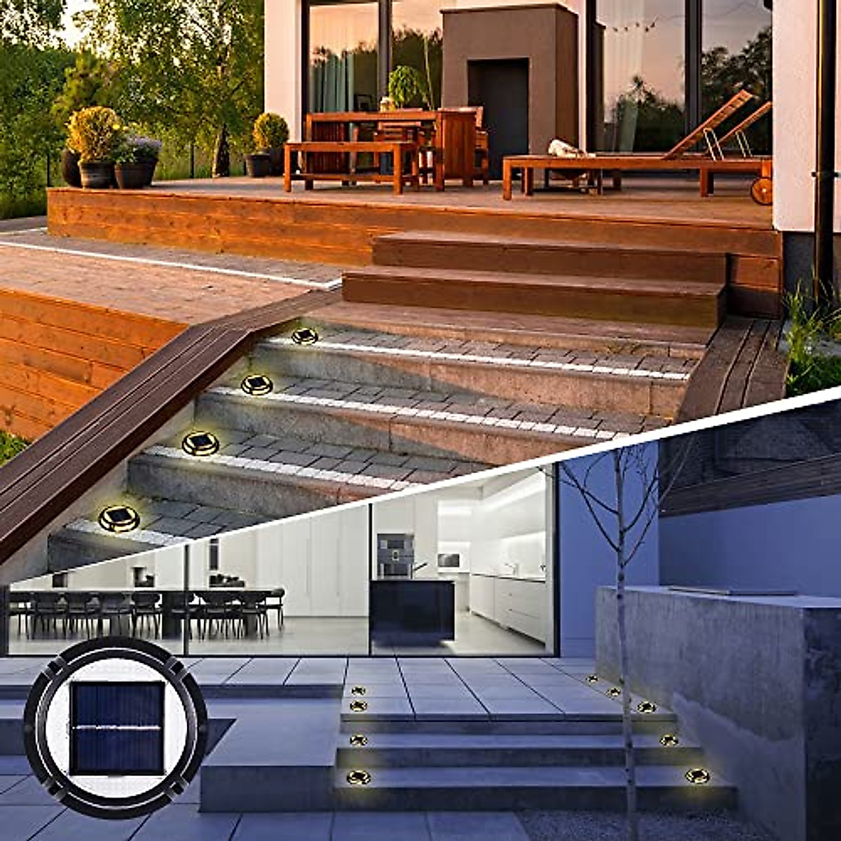 Wecusn 4 Pack 10 Lumen Solar Ground Lights, LED Solar Garden Lamp Disk Lights Waterproof In-Ground Outdoor Landscape Lighting for Patio Pathway Lawn Yard Driveway Walkway(Warm White)