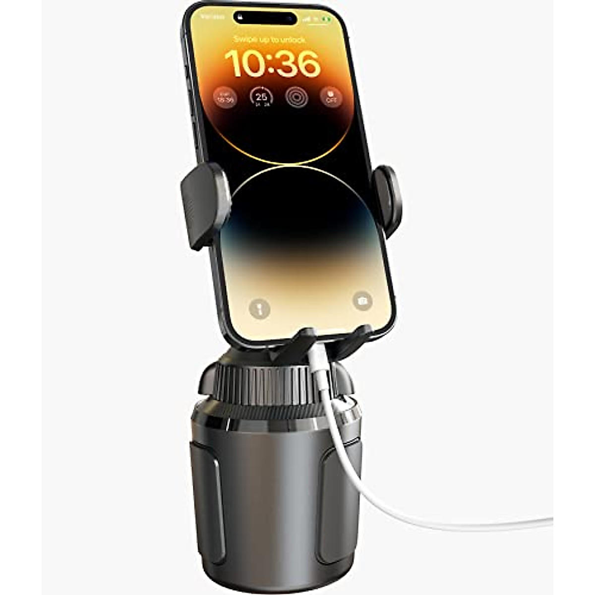 APPS2Car Solid Cup Holder Phone Mount for Car Truck with Quick Extension Long Arm Fast Swivel Adjustable Height 360 Rotatable, Low Profile Universal Mobile Mount Compatible with All Cell Phone iPhone