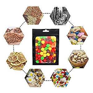 100 Pieces Smell Proof Bags,4 x 6 Inch Resealable Mylar Ziplock Food Storage Bags with Clear Window Coffee Beans Packaging Pouch for Food Self Sealing Storage Supplies (Black)