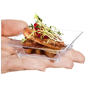 Kingrol 150 Count Plastic Dessert Plates, Mini Mini Mini Disposable Square Plates for Desserts, Appetizers, Sauces, Tastings