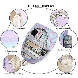 EZYCOK Teen Girls School Backpack Kids Bookbag Set with Lunch Box Pencil Case Travel Laptop Backpack Casual Daypack, Pink