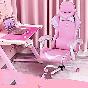 Game Chair Can-Go-to-Computer-Chair Cafe Pink Comfortable Girl Fashion Cute Home Internet