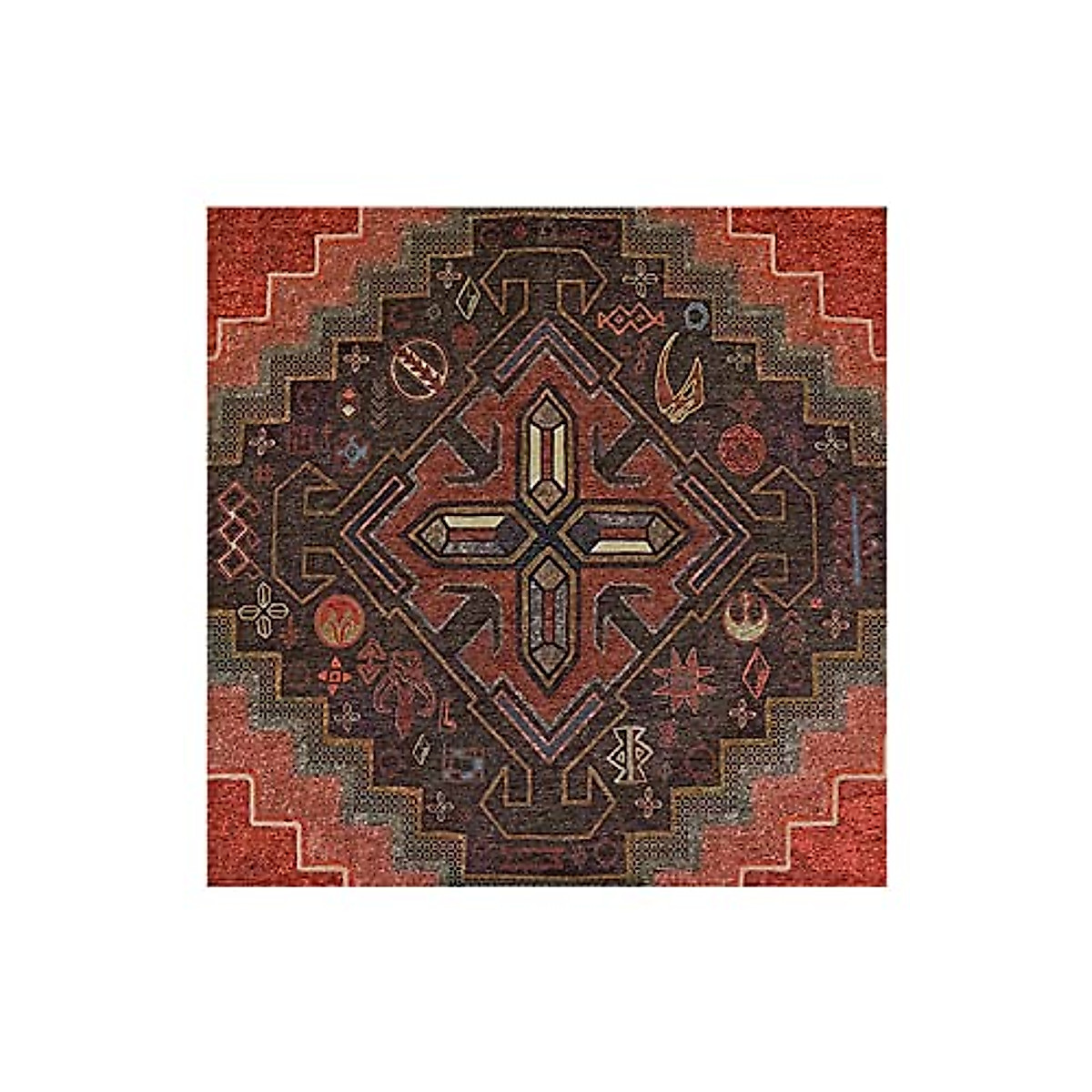 RUGGABLE x Star Wars Washable Rug - Perfect Boho Area Rug for Living Room Bedroom Kitchen - Child Friendly - Stain & Water Resistant - The Mandalorian: Mandalore Scarlet Red 5'x7' (Standard Pad)