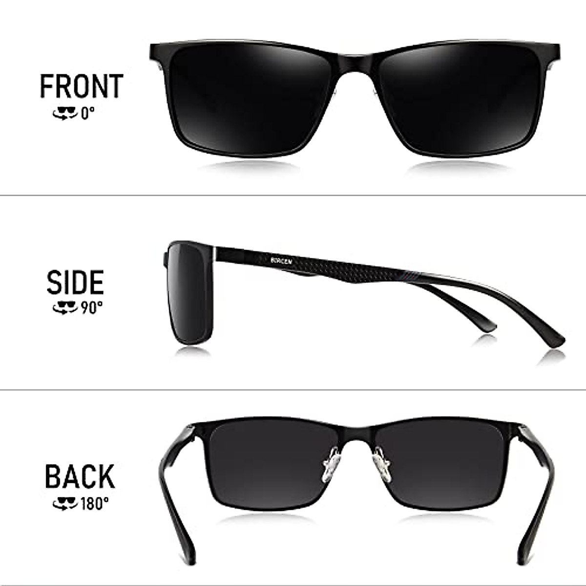 BIRCEN Mens Sunglasses Polarized UV Protection: Classic Shades for Men Driving Fishing with Al-Mg Metal Frame