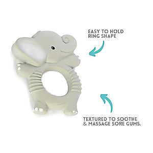Lil' Llama Baby Elephant Teether - 100% Natural Rubber Teething Ring - Non-Toxic, BPA Free Elephant Teething Ring - Safe Cute Baby Teething Rings for Babies