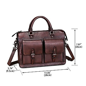 Genuine Leather Satchel Purse for Women Vintage Handmade Top Handle Handbag Retro Messenger Crossbody Bag (Coffee)