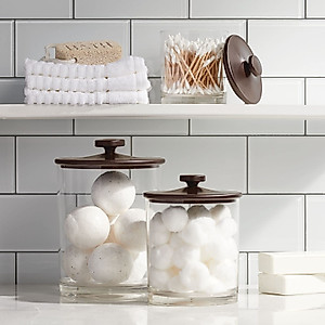 mDesign Medium Modern Apothecary Storage Organizer Canister Jars - Acrylic Containers for Bathroom, Organization Holder for Vanity, Counter, Makeup Table, Lumiere Collection, 2 Pack, Clear/Bronze