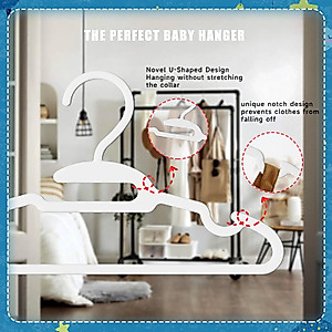 20 Pack White U-shape Baby hangers,Protect Collar Non-distorting design,Anti-slip and ultra-thin children's hangers for Toddler, Child, Newborn Clothes Hanger ideal choice