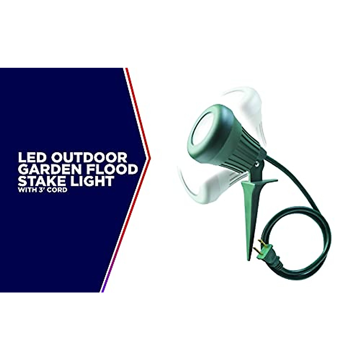 Woods 0434 434 60W 200 Lumen Stake Light, 5 LEDs, Green with 2 Extra Lenses, 1-Pack