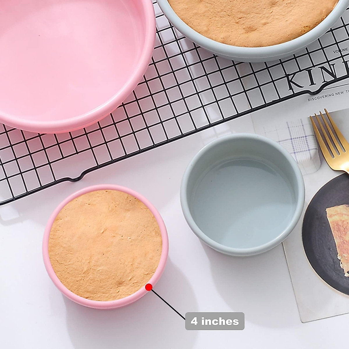 REKIDOOL Silicone Muffin Pans Cupcake Set,4 Inches Round Shaped Silicone Baking Pans Molds Nonstick Cupcake Liners Silicone Baking Cups (Pack of 4, Pink)