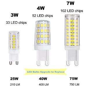 XRZT G9 Led Bulbs T4 Bi-Pin Base, 6000K Daylight White Light Dimmable Chandelier Light Bulb for Home Lighting Indoor Decoration, 7W (40W 60W 75W Halogen Replacement) Pack of 4