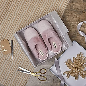 Dearfoams Women's Dahlia Rib Knit Scuff Slipper, Pale Mauve, Large