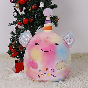 24 lnch Happy Birthday Axolotl Stuffed Animal Birthday Plush Toy Plushies Pillow Soft Plushie Doll Gifts for Girls Boys Christmas Decoration