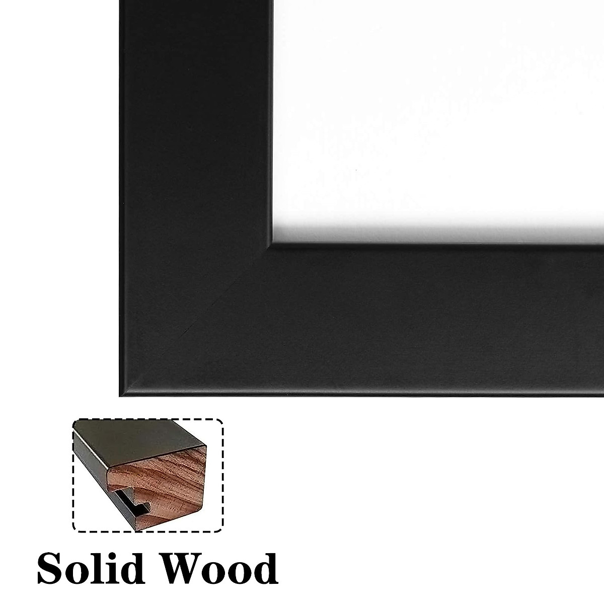 Frametory, 11x14 Picture Frame, Solid Wood, Black Molding, Set of 1, Display 8x10 with Mat or 11x14 Without Mat - Tempered Glass Front, Wall Gallery Frame (Black, 1 Pack)