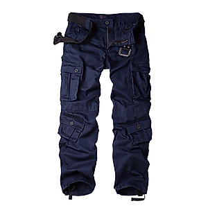 AKARMY Men's Casual Cargo Pants Military Army Camo Pants Combat Work Pants with 8 Pockets Royal Blue 42