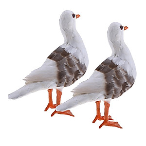 Baoblaze 2Pcs Realistic Seagull Bird Home Garden Decoration Artificial Feathered