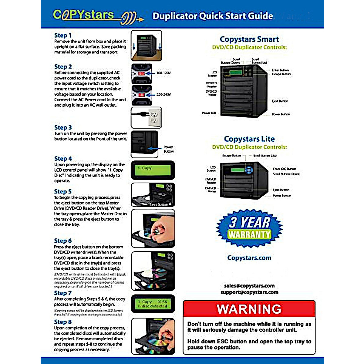 Copystars DVD Duplicator Sata CD-DVD Burner 24X 1 to 1 DVD Copier Duplicator Tower