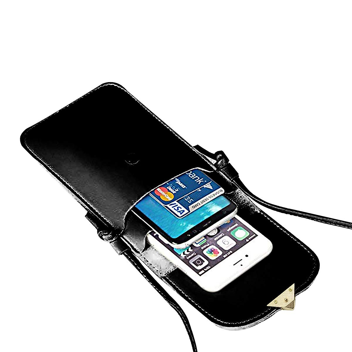 RARITYUS Multi-Layer Mini Crossbody Cell Phone Pouch Purse PU Leather Shoulder Bag with Touch Screen Window for Women Girls