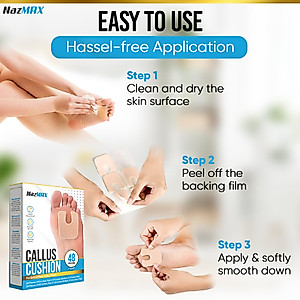 U-Shaped Felt Callus Pads (48 Pack) | Protect Calluses from Rubbing on Shoes | Reduce Foot and Heel Pain | Self-Stick Pedi Cushions Comfort