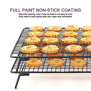 Asixxsix Cooling Rack, 17 x 11 Inches Oven and Dishwasher Safe Baking Rack, High Temperature Resistant Wire Rack with Small Mesh for Cooking, Roasting, Grilling, Dripping Dish, Fits Pans (Black)