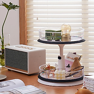 ROYALITA 2 Tier Lazy Susan Organizer for Cabinet, Upgraded 11.5" Clear Lazy Susan Turntable for Table, Detachable 360° Rotating Lazy Susan Spice Storage for Kitchen, Pantry, Refrigerator, Countertop