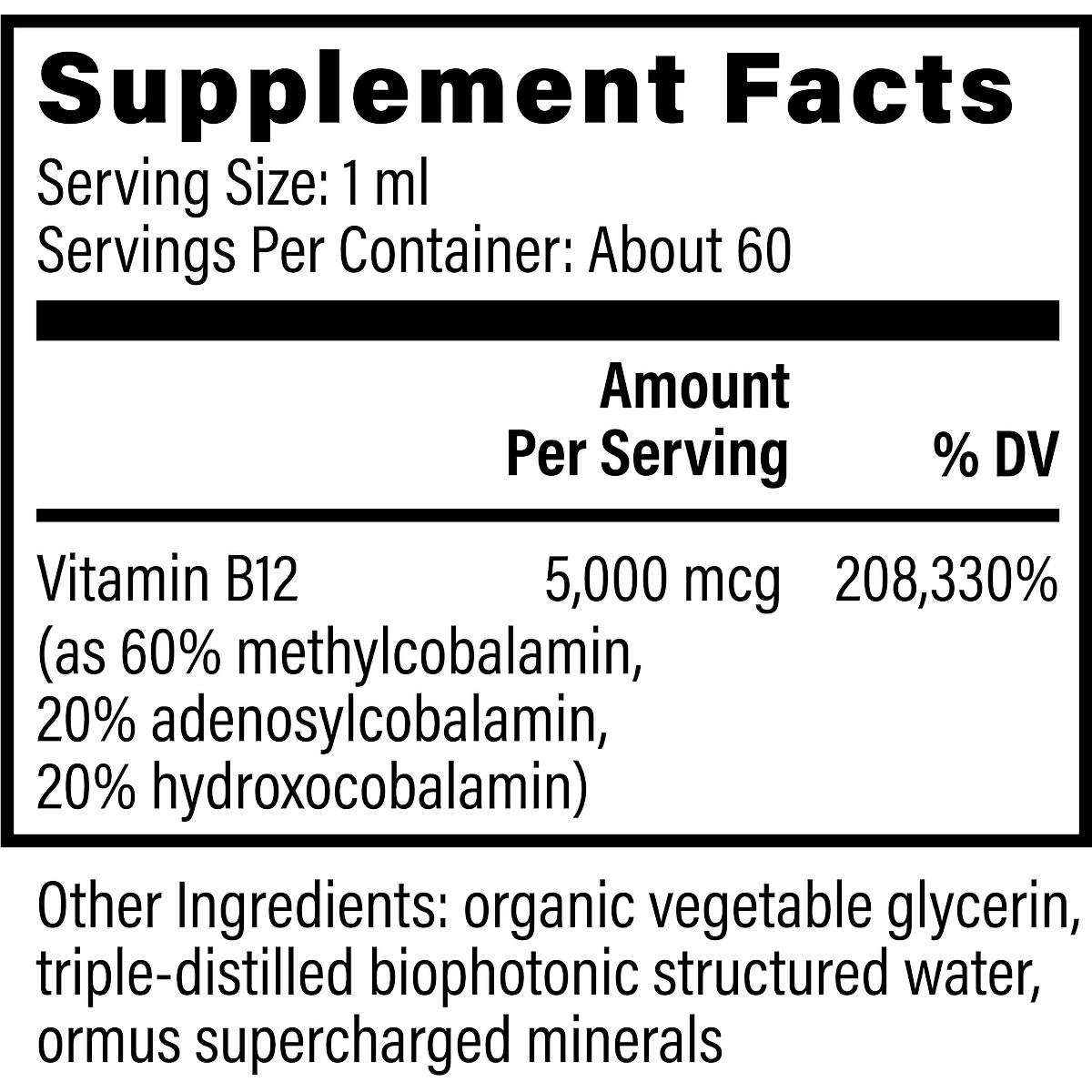 Global Healing Center Triple Activated B12 5000 mcg Organic Sublingual Liquid Vitamin Supplement, Methylcobalamin,Adenosylcobalamin,Hydroxo Blend for Long-Lasting Energy and Healthy Metabolism-2 Fl Oz