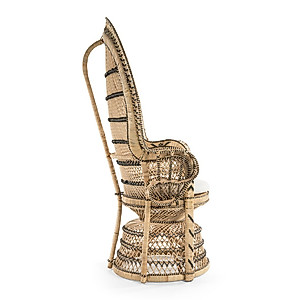 KOUBOO Grand Pecock Retro Peacock Chair in Rattan with Seat Cushion, Natural Color, Large