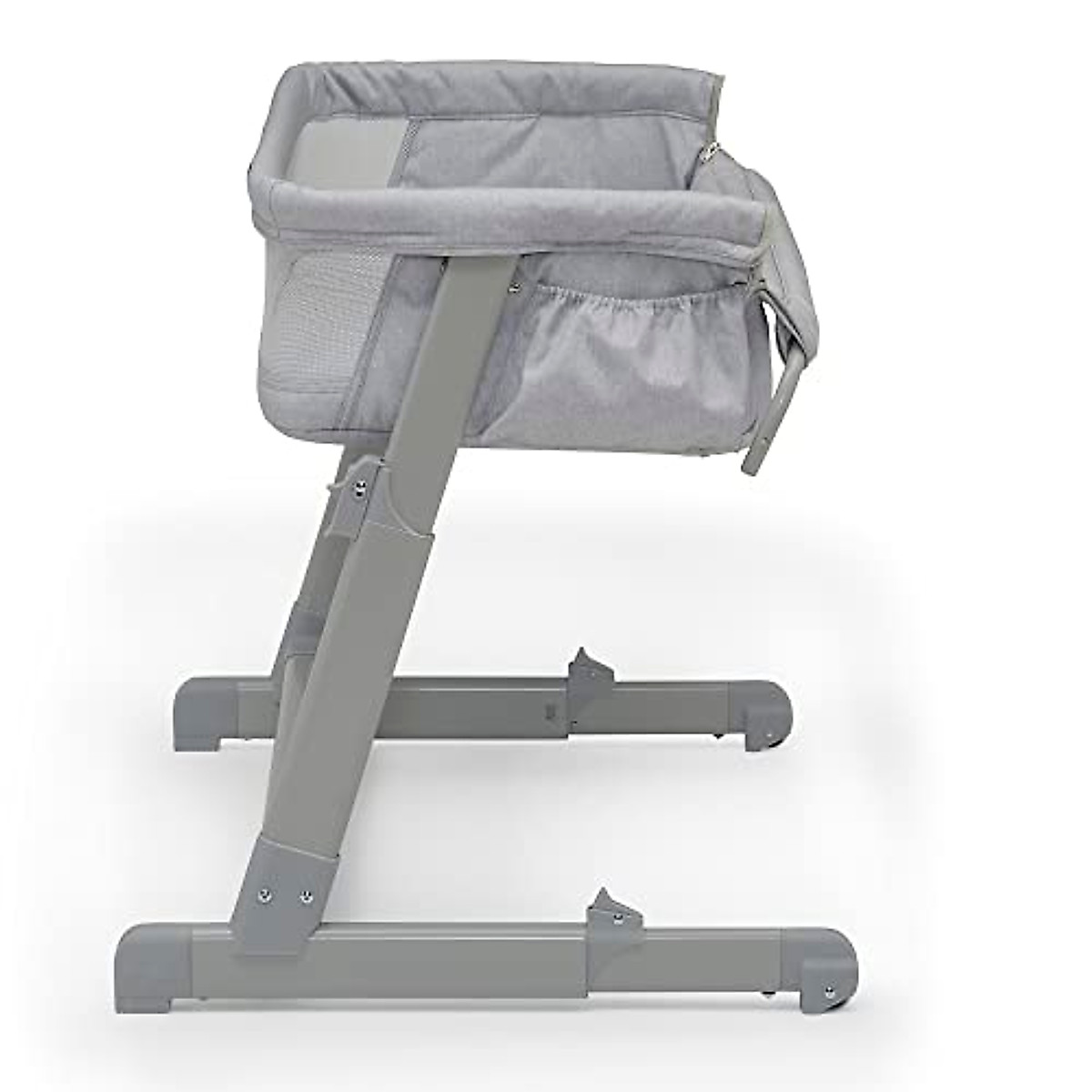 Delta Children babyGap Whisper Bedside Bassinet Sleeper with Breathable Mesh and Adjustable Heights - Lightweight Portable Crib - Made with Sustainable Materials, Grey Stripes