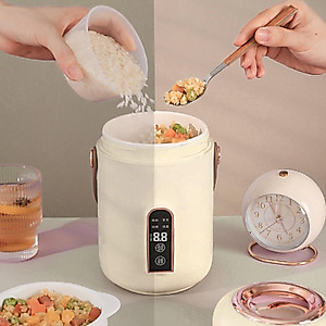 BTSEURY Portable Electric Stewpot,Multifunction Efficient Heating Mini Rice Cooker for Soup Porridge for Home Kitchen Office (Beige)