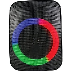 Naxa NDS-4003 Portable Bluetooth Speaker with Circular Disco Lights, Up to 2 Hours Play Time, FM Tuner, USB Port, MicroSD Card Slot, and 3.5mm Input, Black