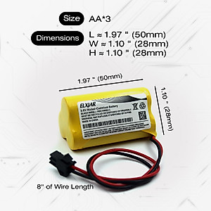 elxjar (2-Pack) 3.6V 900mAh AA ELB-B001 NiCad Battery Replacement for Lithonia Unitech 0253799 ANIC1566 ELBB001 AA900MAH Emergency/Exit Light/Fire Exit Sign