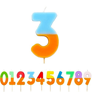 Talking Tables Orange and Blue Number 3 Candle for Cakes | Colourful Birthday Cake Topper Decorations for Kids Party, Boys 13th, Girls, Anniversary, Milestone