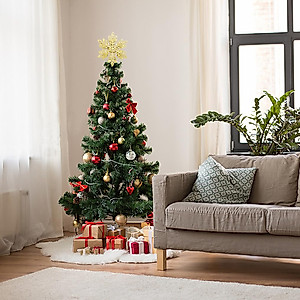 Christmas Tree Topper,Lighted Glitter Snowflake Tree Topper with Neon Lights for Christmas Tree and Holiday Seasonal Decoration(Gold)