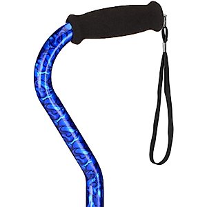 NOVA Designer Quad Cane, Lightweight Four Legged Walking Cane with Soft Grip Handle, Height (for users 4’11” - 6’4”) and Left or Right Adjustable, Blue Waves Design
