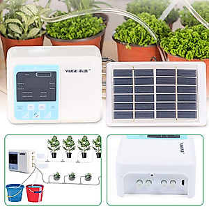 Automatic Drip Irrigation Pump Set, Self Watering System with Solar Energy USB Charging and Dual Pump Independent Timing for Plant Drip Irrigation for Potted Plants Flower Vegetables