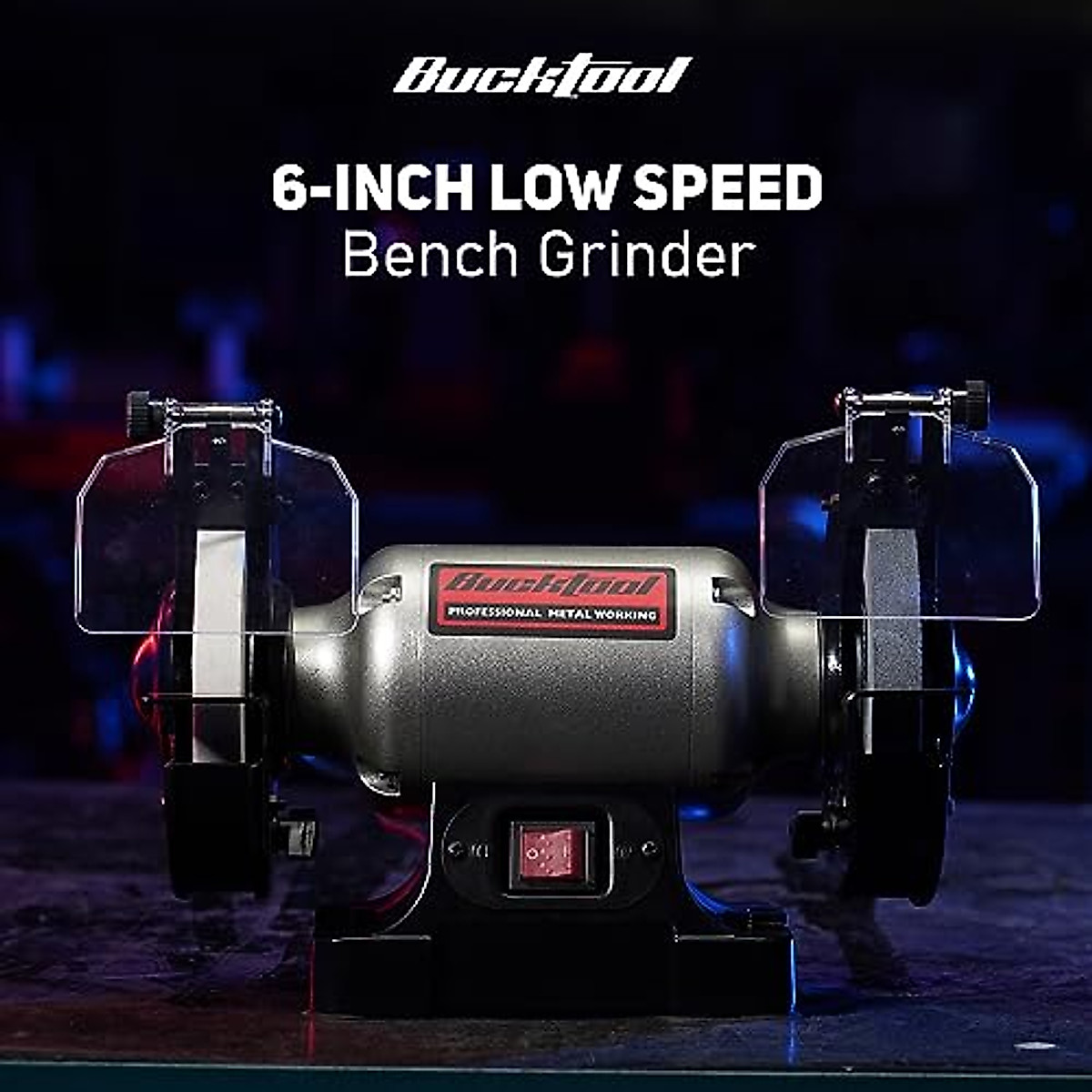 BUCKTOOL 6-Inch 1/3HP Low-Speed Bench Grinder, High Precision Wobble-free Wheel Grinder, TLG-150S