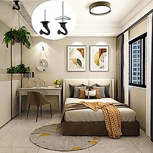 GDQLCNXB Swag Ceiling Hooks - Heavy Duty Swag Hook with Hardware for Hanging Plants Ceiling Installation Cavity Wall Fixing 2 Sets Black