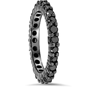 Pompeii3 14k Gold Black Diamond Eternity Ring Round-Cut Wedding Band (1cttw)