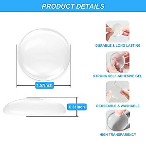 4 Pcs Door Knob Wall Protector, Clear Elastic Round Wall Protectors from Door Knobs, Reusable & Washable, Quiet, Strong Self Adhesive Rubber Bumper for Home & Office
