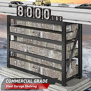 Bepatio 8000 LBS Garage Shelving, 77" W Heavy Duty Steel Shelving Unit Adjustable Metal Shelves for Storage Shelves Utility Shelf for Garage,Basement,Warehouse,Black 77" W*24" D*72”H