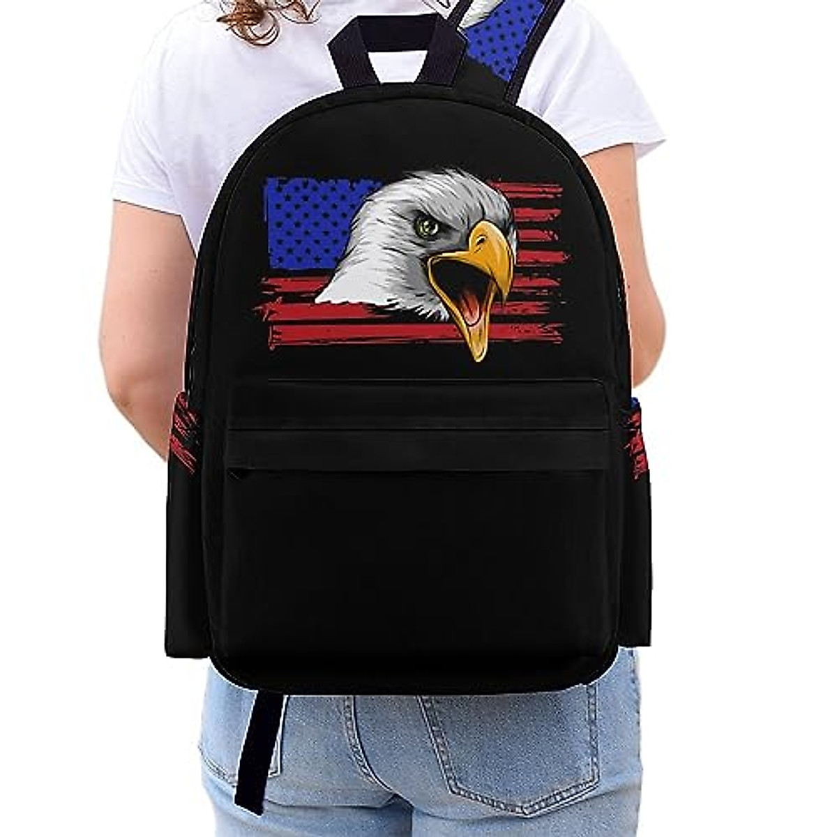 American Eagle USA Flag Travel Backpack Lightweight 16.5 Inch Computer Laptop Bag Casual Daypack for Men Women