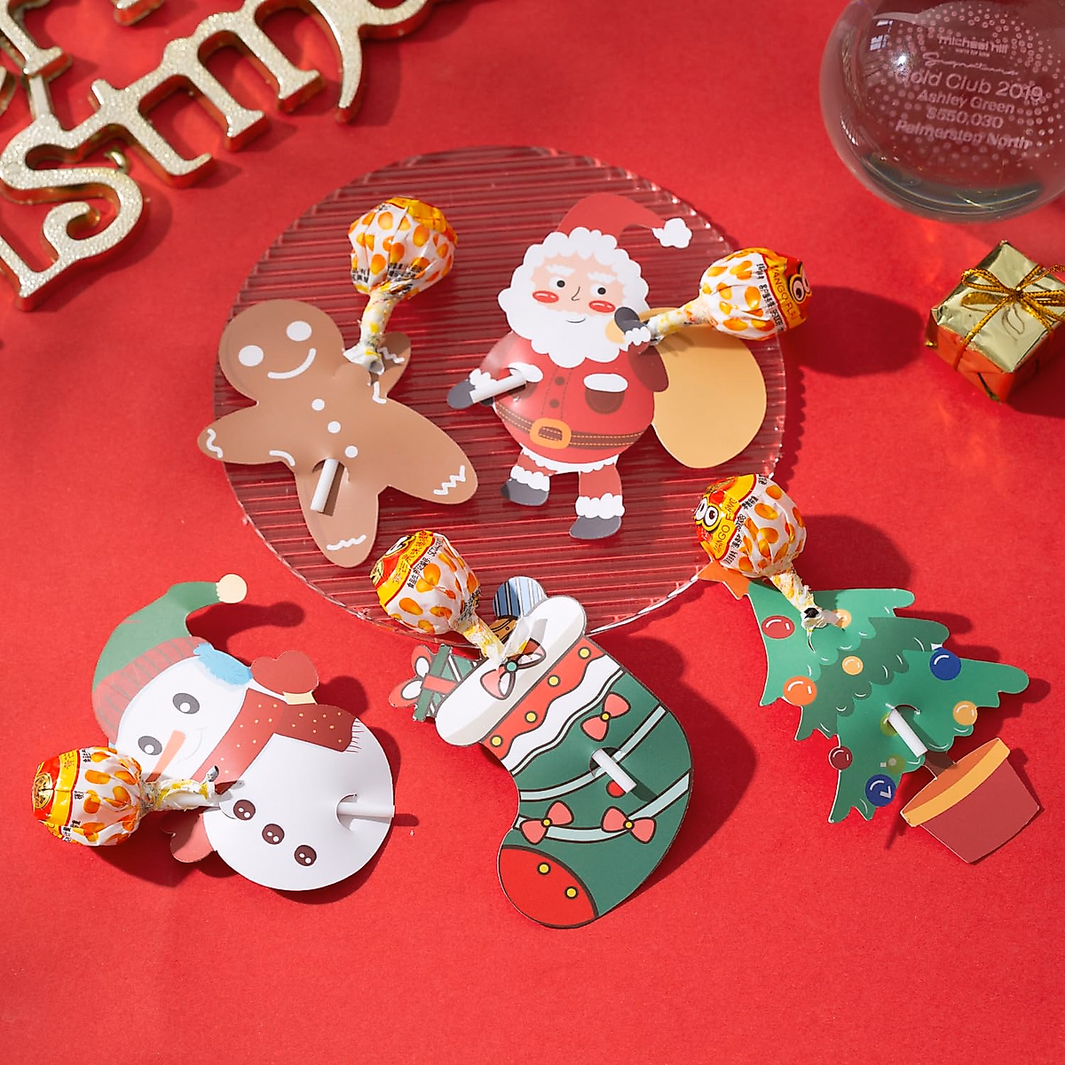 147pcs Christmas Lollipop Paper Cards Decorations,Paper Cards for Christmas Lollipop Sugar-Loaf Candy Gift Package Wrapping Decorations Xmas Lollipop Supplies Design Candy Holder (7Style)