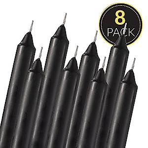 SPAAS Straight Candle Sticks - Pack of 8 6" Long Black Candles | 5 Hour Long Burning Unscented Candles for Emergency Candles, Chime Candles, Table Candles for Wedding, and Home Decoration (Black)